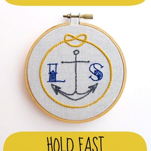 HOLD FAST -- Pdf Embroidery Pattern -- Custom Initials and Anchor ...