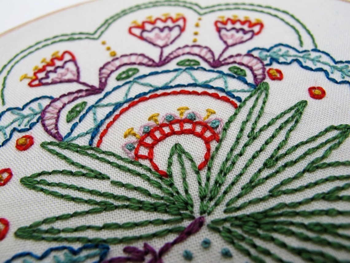 FLOWER GIRL - Pdf Embroidery Pattern, Feather and Flowers, Girl With ...