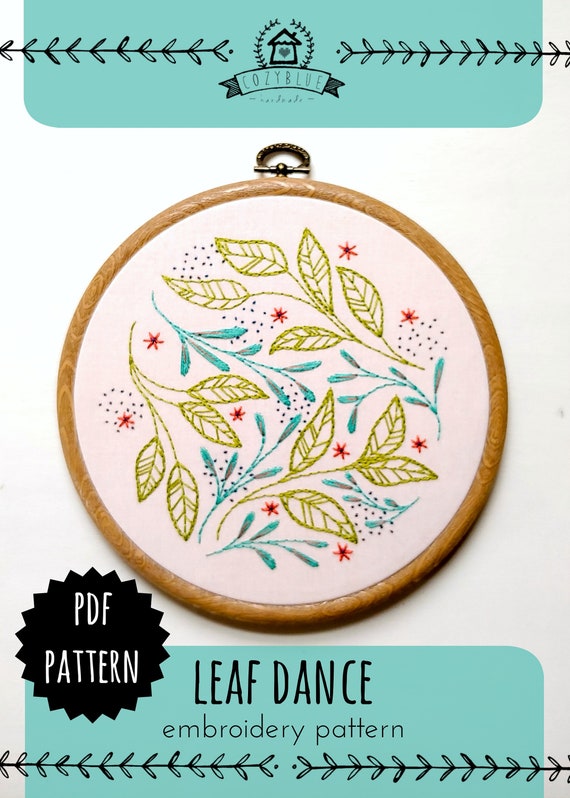 LEAF DANCE pdf embroidery pattern embroidery hoop art | Etsy