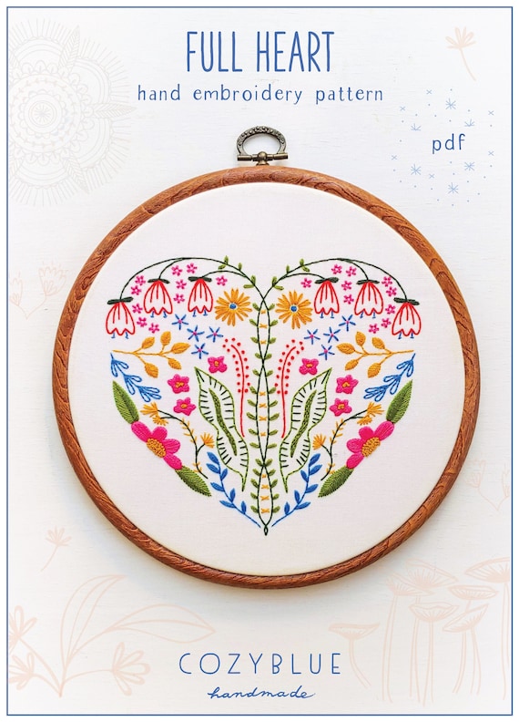 FULL HEART Pdf Embroidery Pattern Embroidery Hoop Art - Etsy