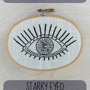 STARRY EYED - Pdf Embroidery Pattern - Eyeball, Eye, Celestial - Etsy