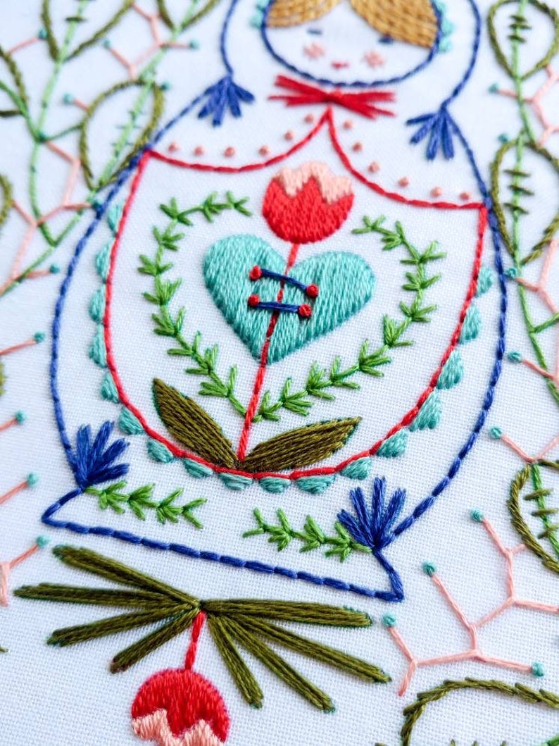 MISS MATRYOSHKA - Pdf Embroidery Pattern, Embroidery Hoop Art, Nesting ...