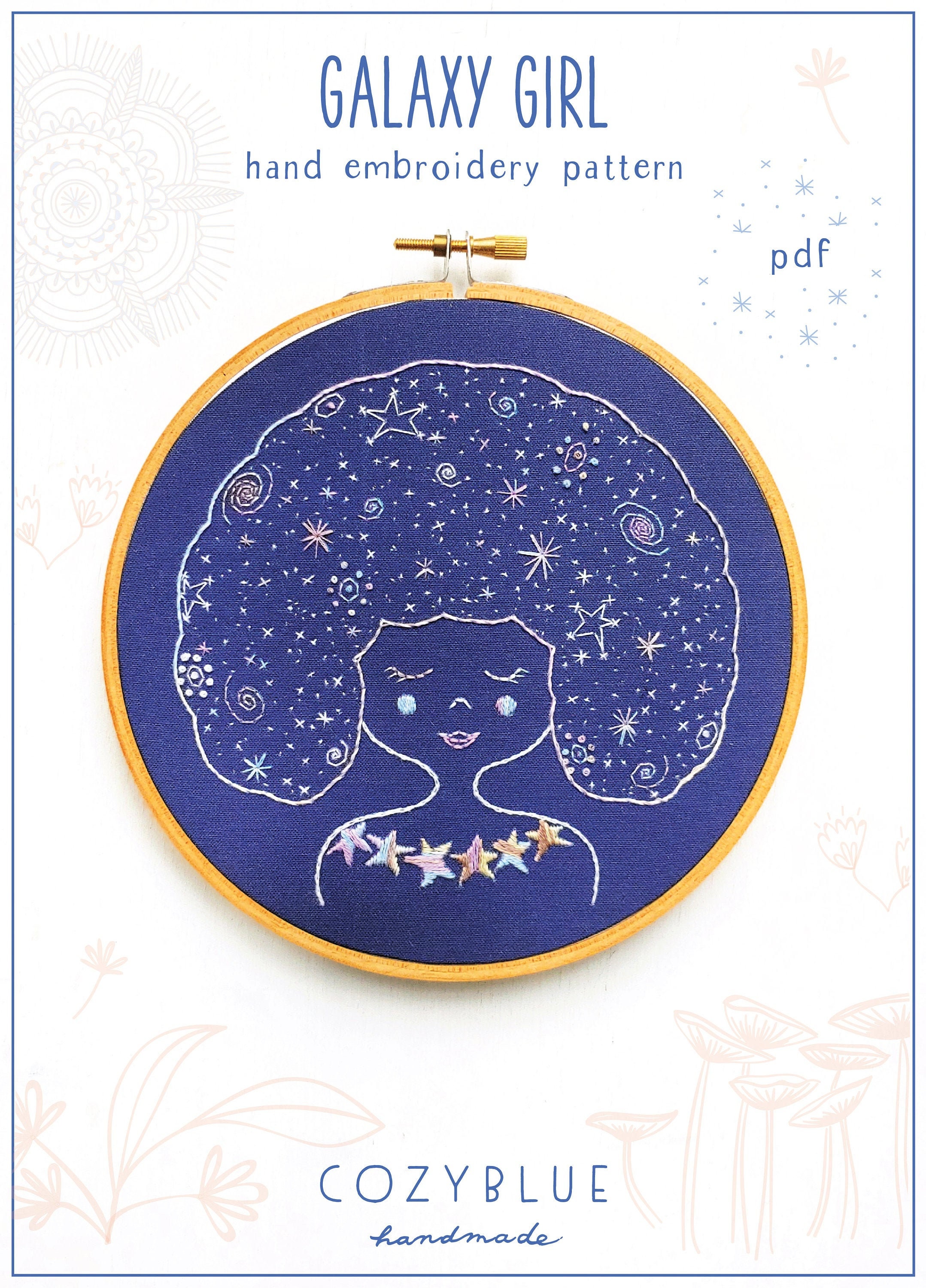 GALAXY GIRL - Pdf Embroidery Pattern, DIY Stitching, Constellations ...