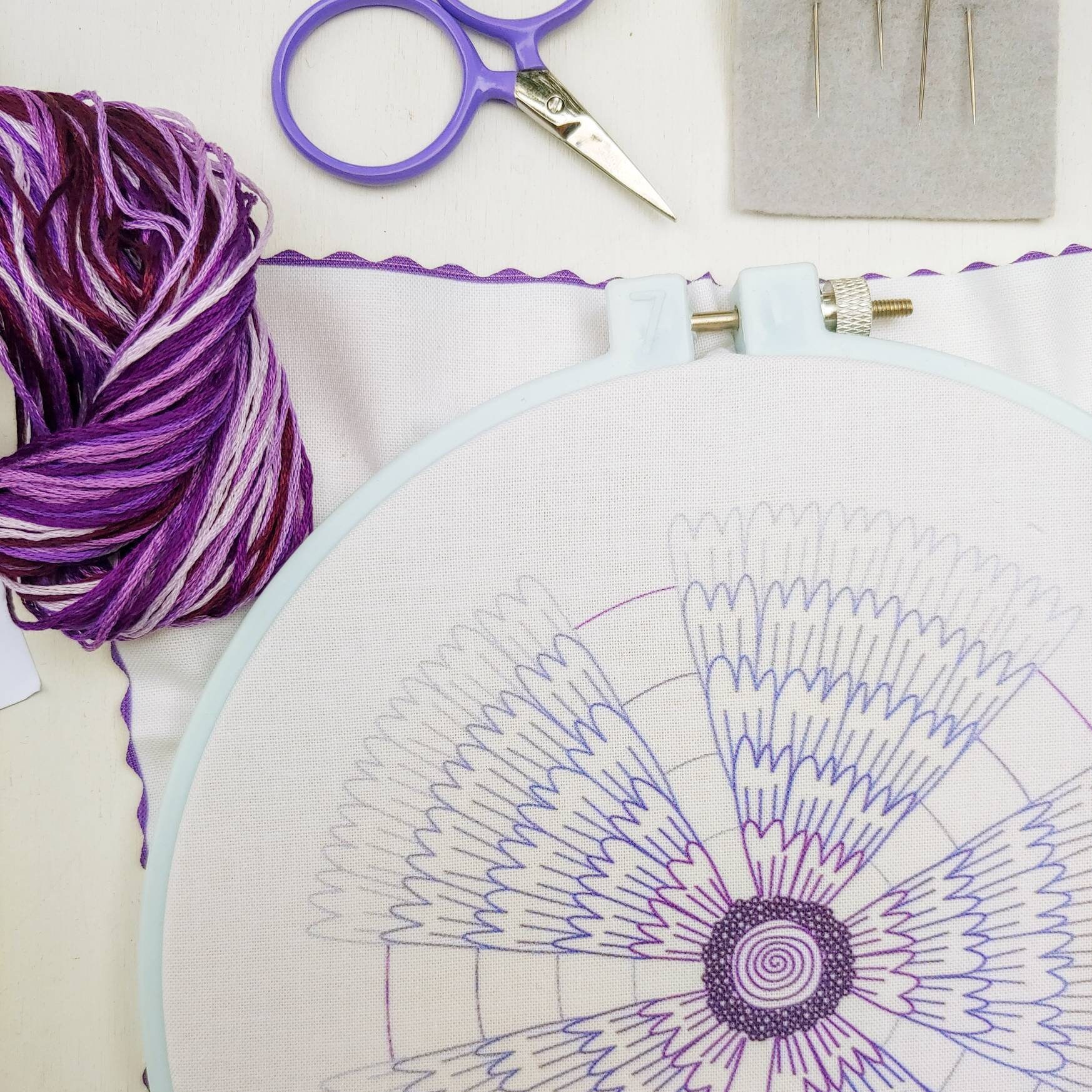 SHADOW FLOWER - Pdf Embroidery Pattern, Embroidery Hoop Art, Hand ...