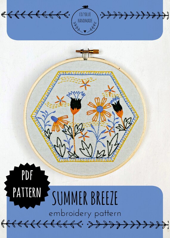SUMMER BREEZE pdf embroidery pattern embroidery hoop art | Etsy