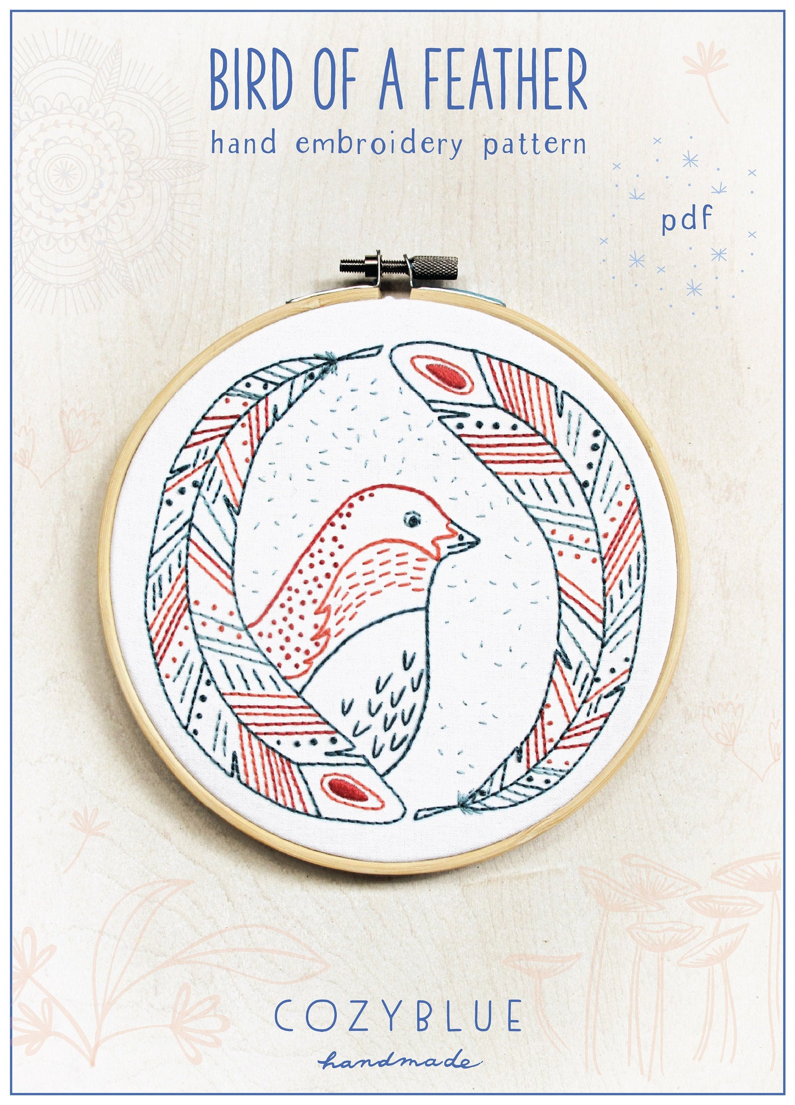 BIRD OF A FEATHER Pdf Embroidery Pattern Embroidery Hoop | Etsy