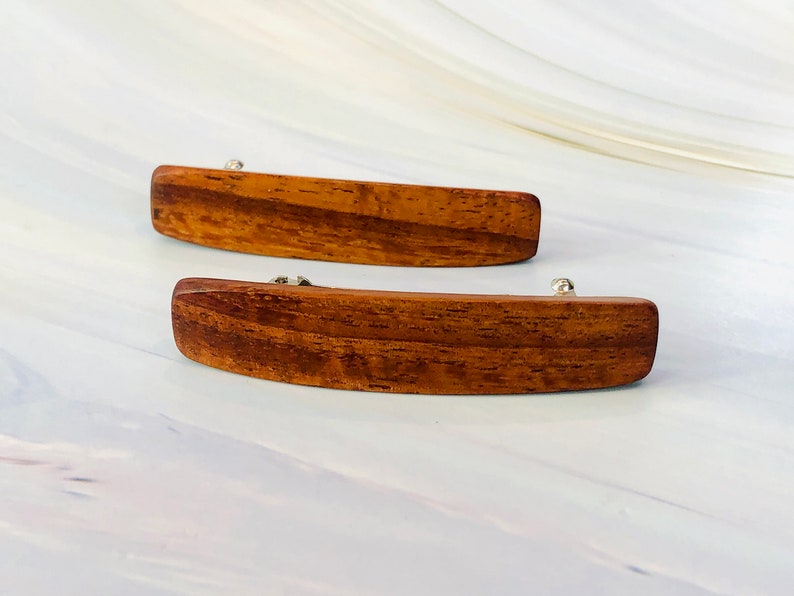 Curly Koa wood hair clips Hawaiian wood barrettes Fine Hair | Etsy
