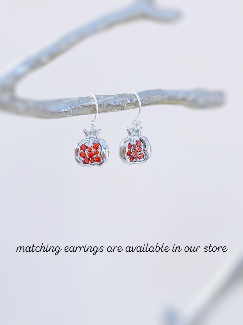 Gold Pomegranate Necklace Silver Handmade Cute Red Garnet Fruit Jewelry ...