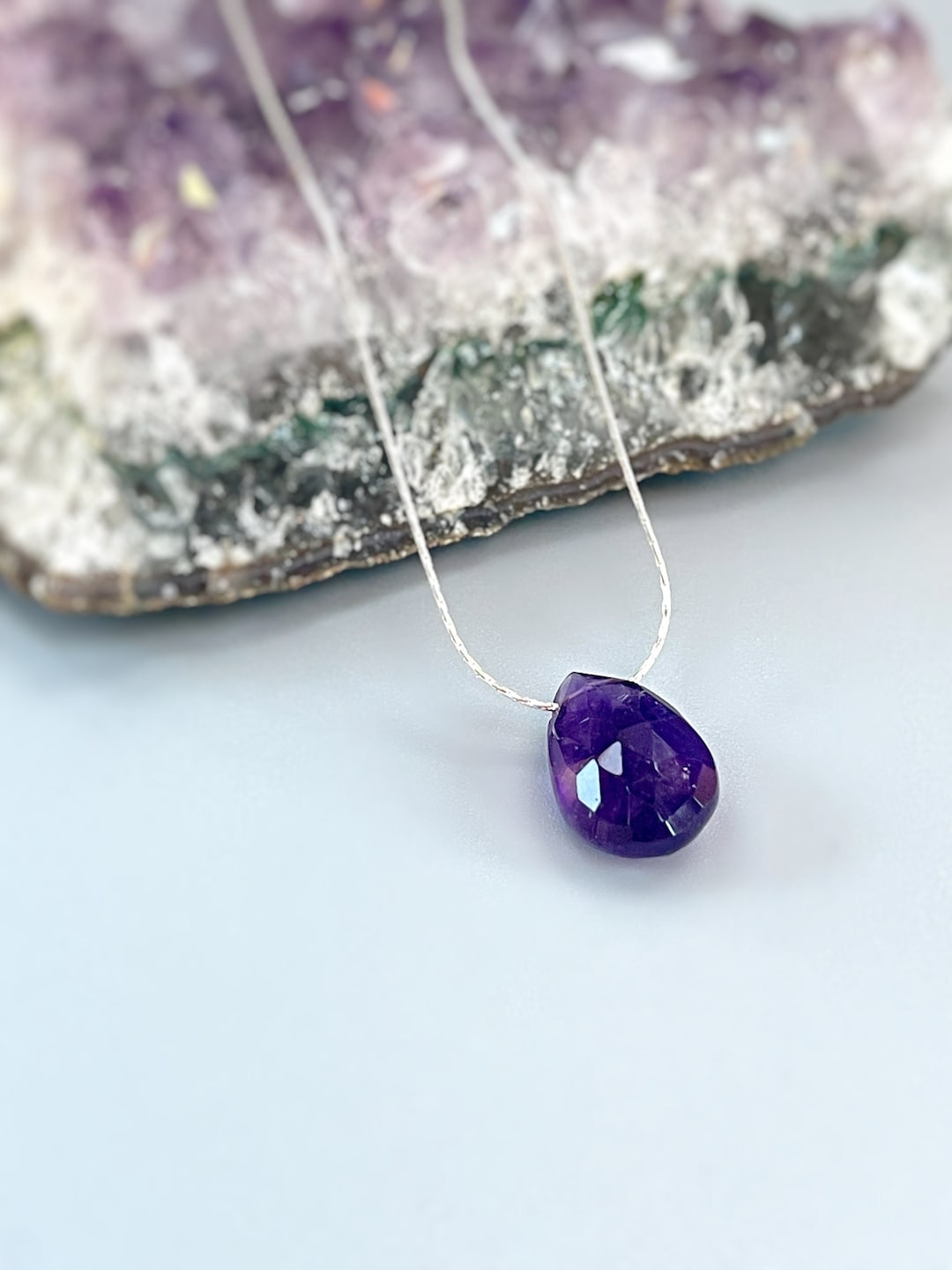 Amethyst Necklace Sterling Silver Dainty Gemstone Pendant Handmade ...