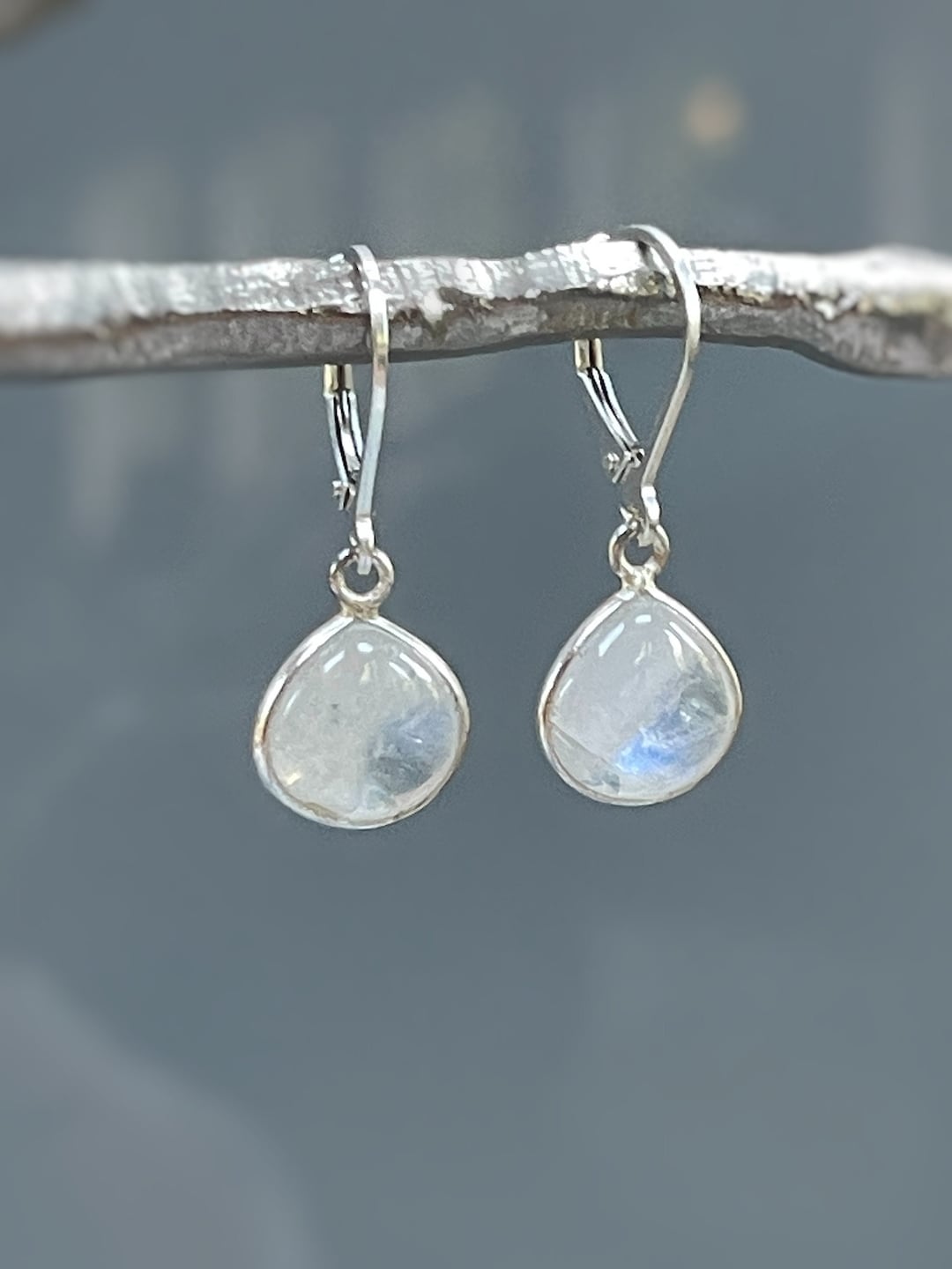 Moonstone Earrings Dangle Sterling Silver Teardrop Leverback Drop ...