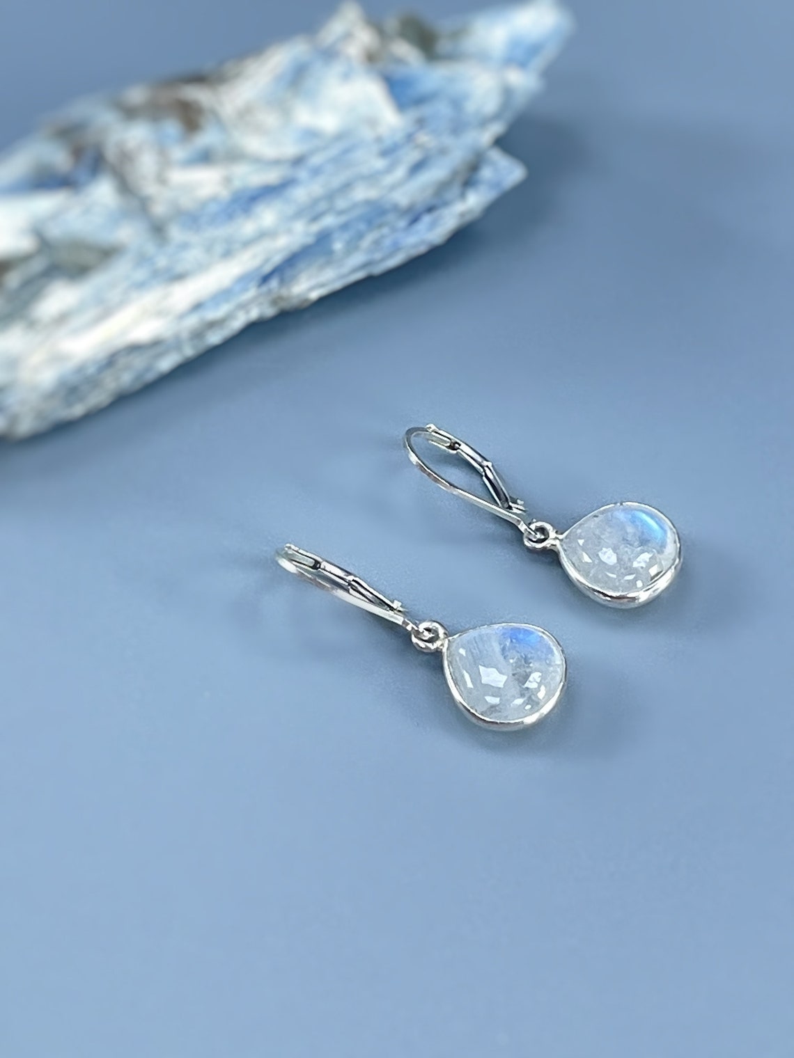 Moonstone Earrings Dangle Sterling Silver Teardrop Leverback Drop ...