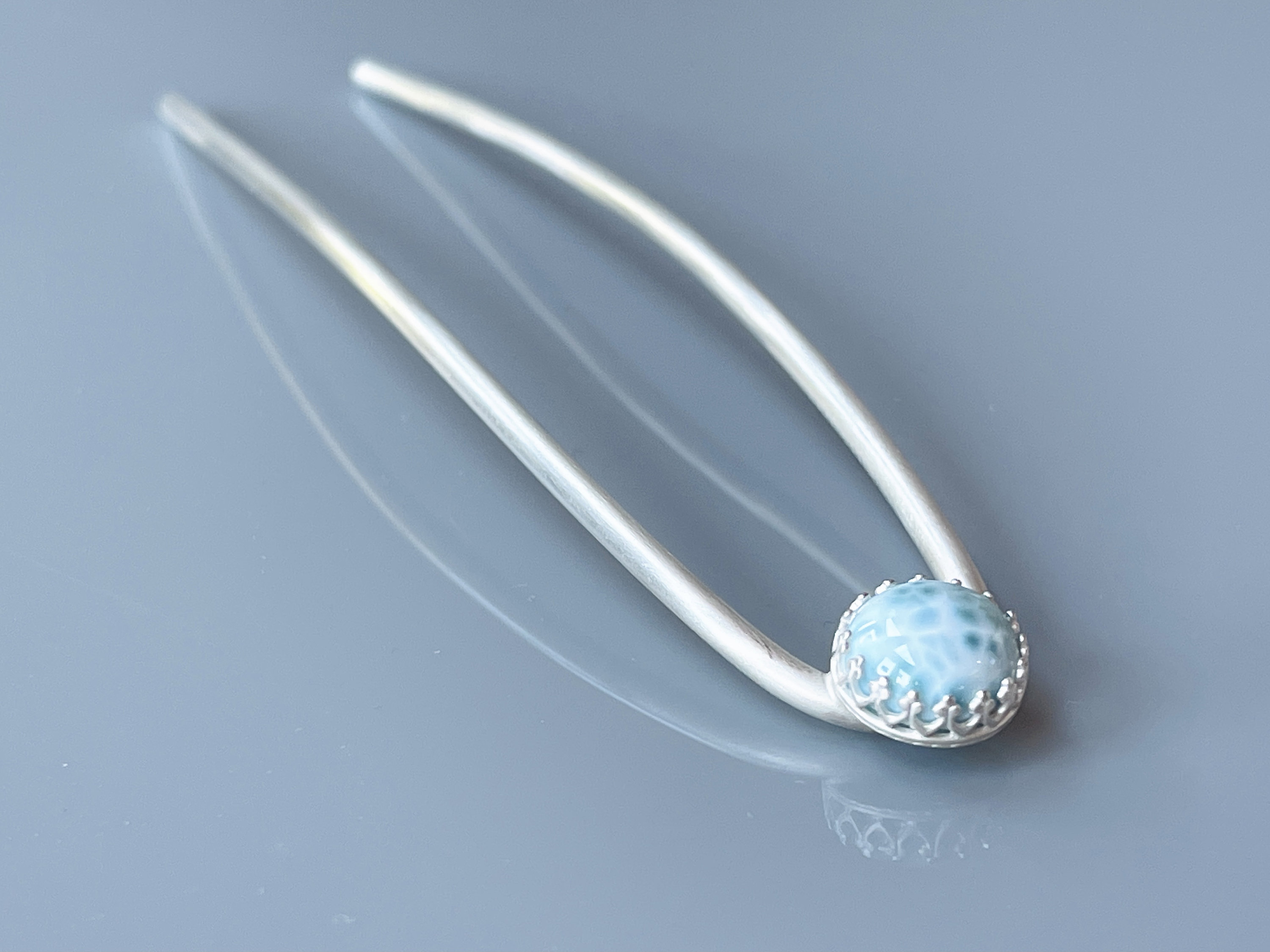 Sterling Silver Hair Pin Genuine Larimar Sterling Silver Hair | Etsy