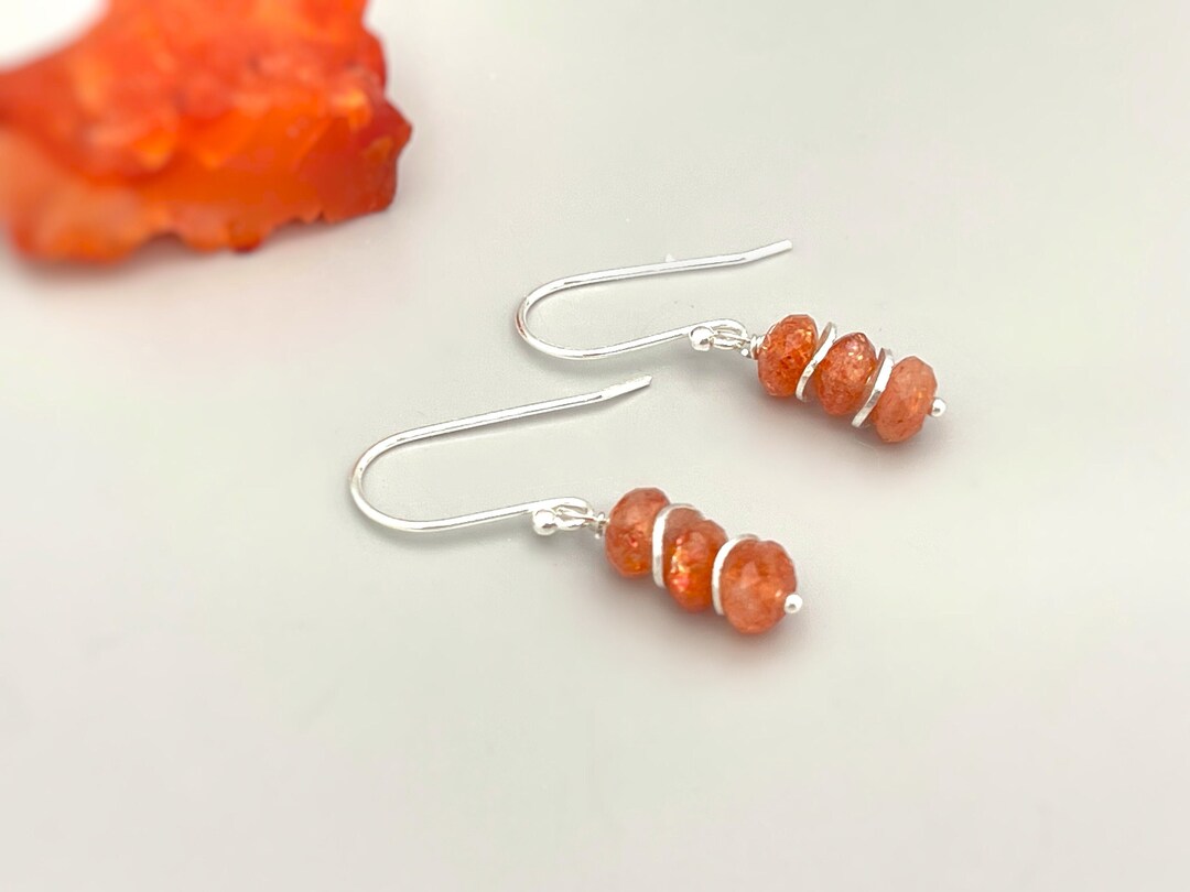 Sunstone Earrings Oregon Sunstone Jewelry Sterling Silver, 14k Gold ...