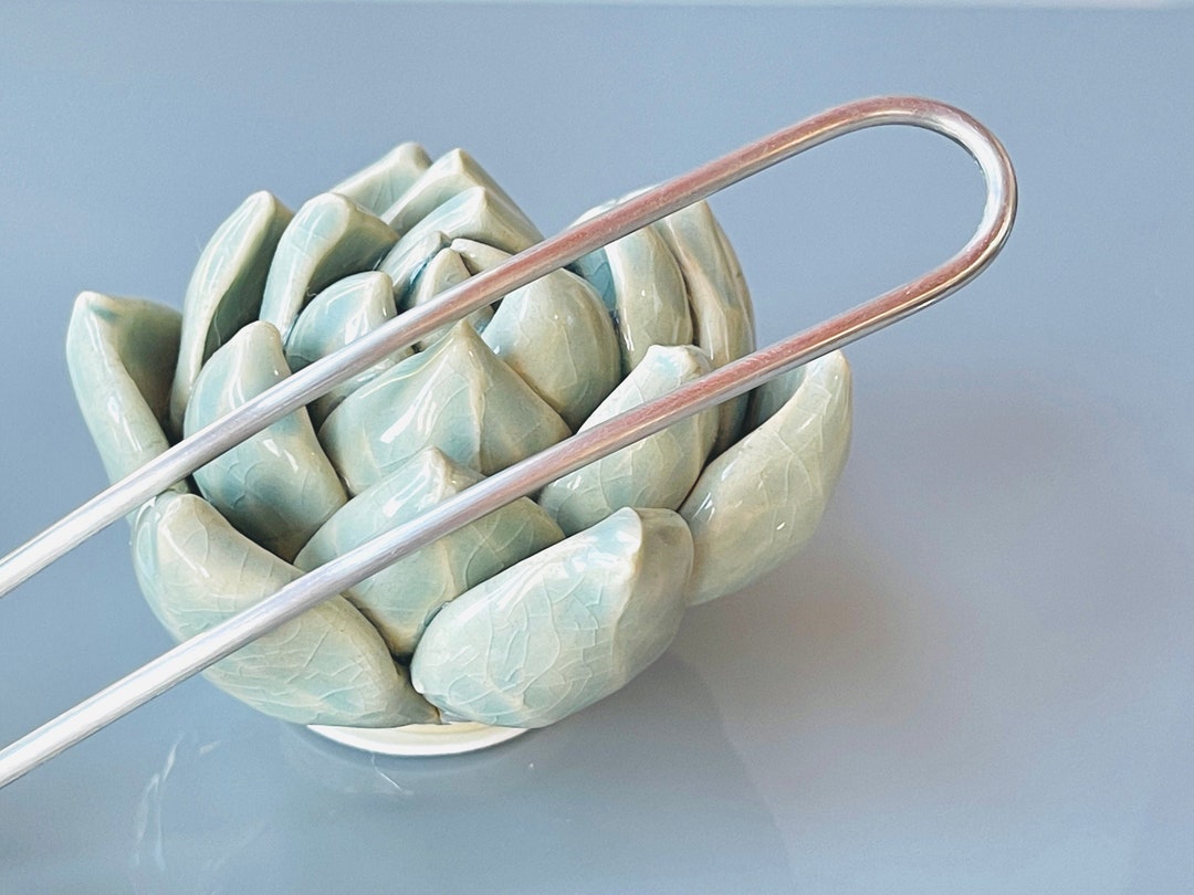 Lightweight Hair Pin Silver Metal 2 Prong Hair Fork Featherweight Long ...