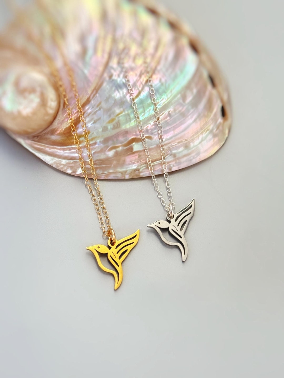 Hummingbird Necklace Sterling Silver Gold Handmade Jewelry Unique ...