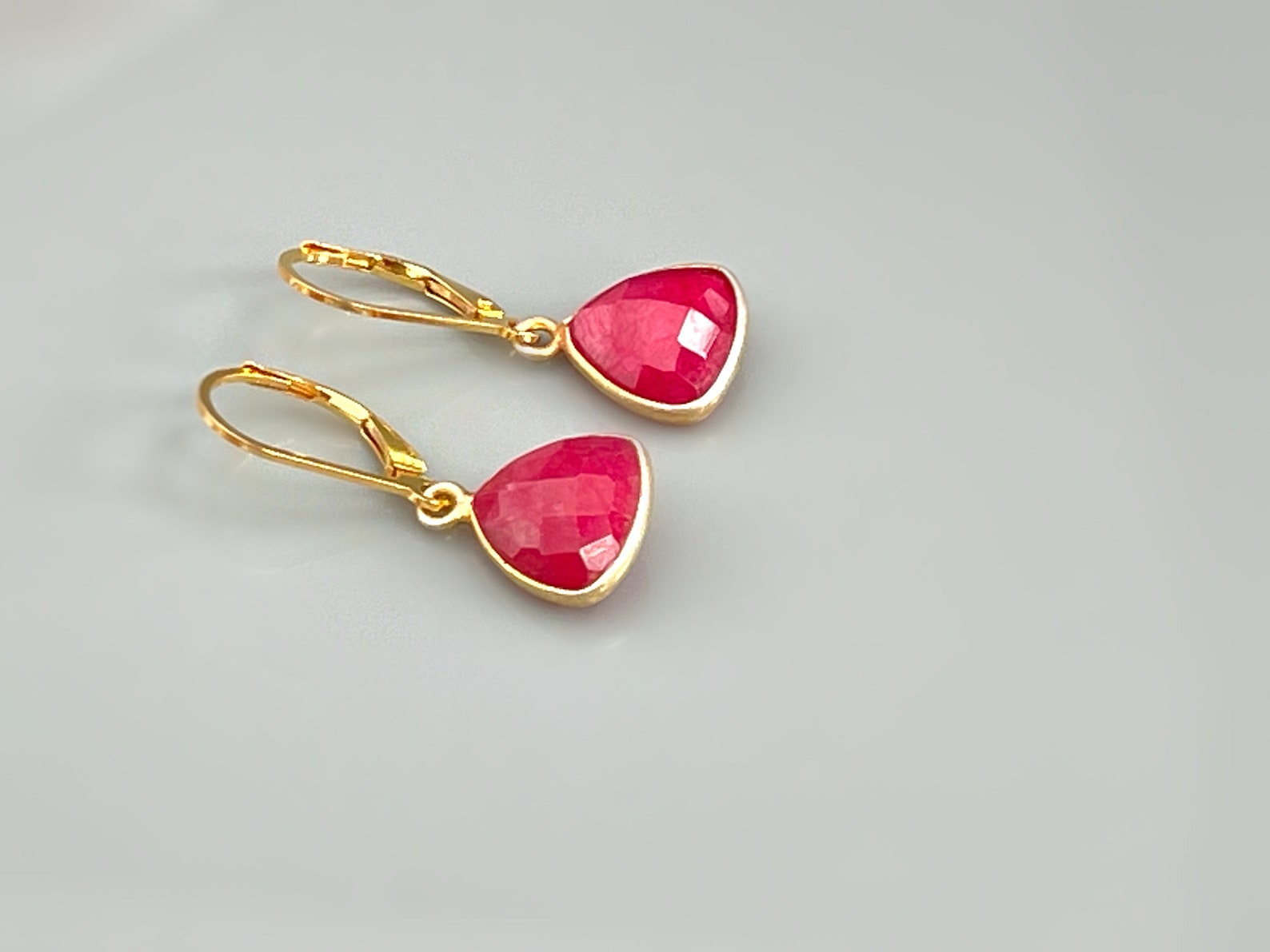 Ruby Earrings Dangle Sterling Silver, 14k Gold Handmade Jewelry Red ...