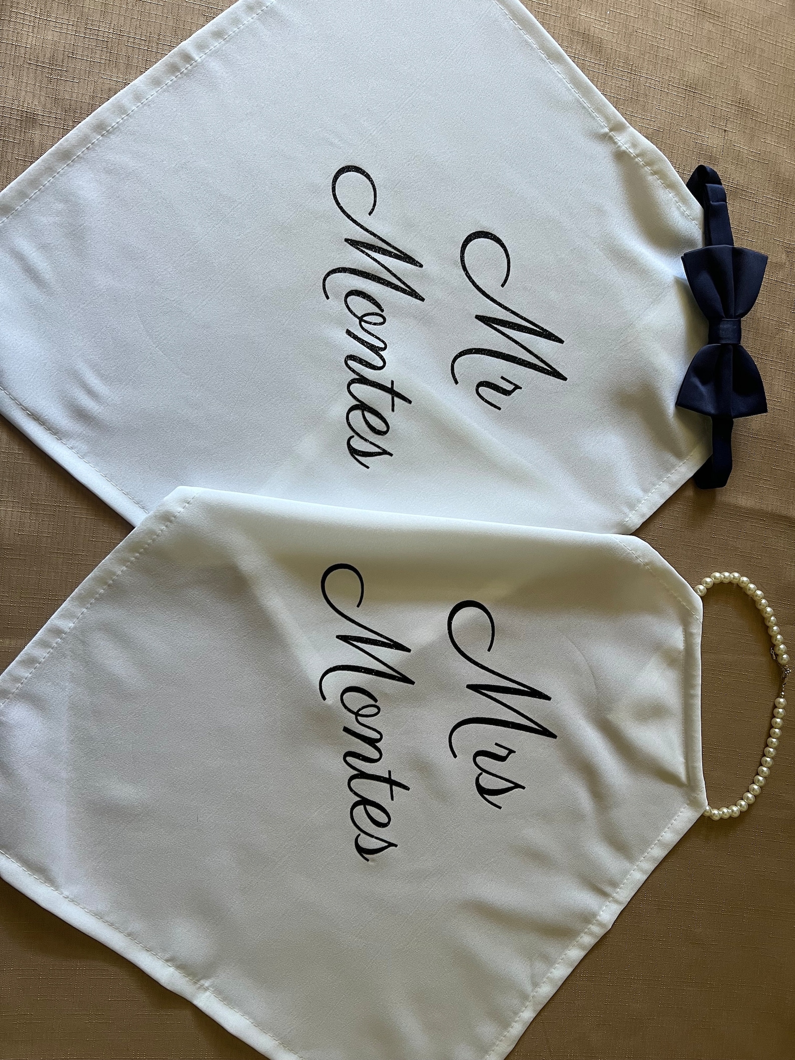 Bride and Groom Wedding Bib/napkins - Customizable Set - Etsy