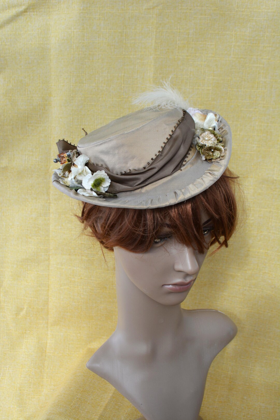 Victorian Early 1880's Small Beige Hat, Includes Hat Pin - Etsy