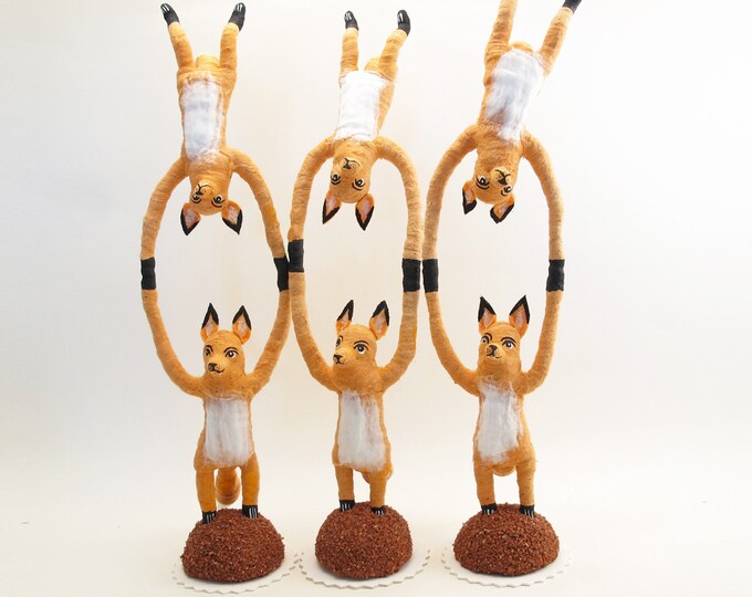 Spun Cotton Vintage Style Acrobatic Foxes Figure - Etsy