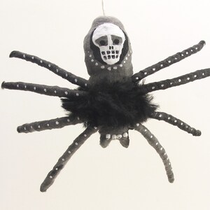 Spun Cotton Halloween Skull Back Spider Ornament - Etsy