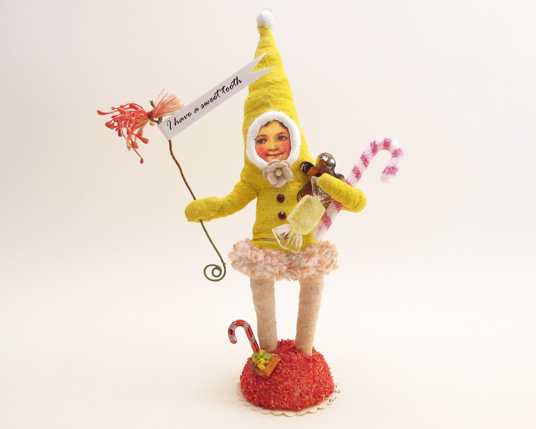 Spun Cotton Yellow Sweet Tooth Elf Figure - Etsy