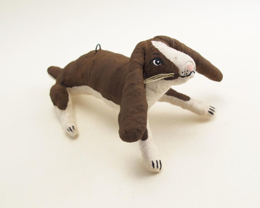 Spun Cotton Brown and White Floppy Ear Bunny Rabbit Ornament/figure - Etsy