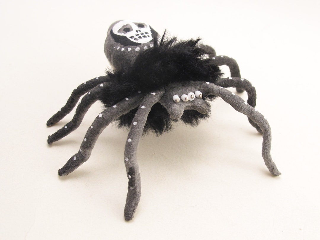 Spun Cotton Halloween Skull Back Spider Ornament - Etsy