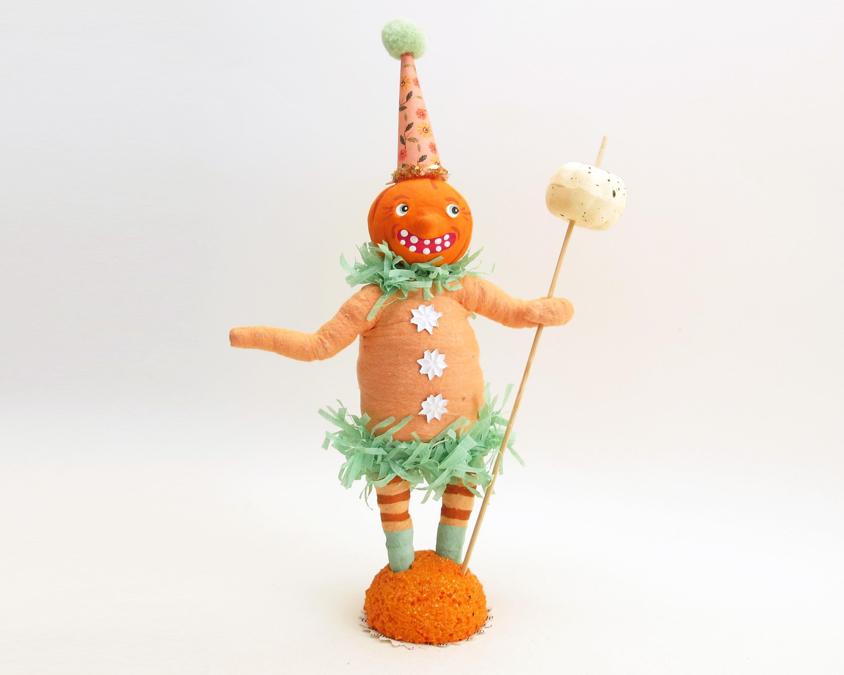 Spun Cotton Wacky Pumpkin Man Figure (hand Sculpted & Hand Painted ...
