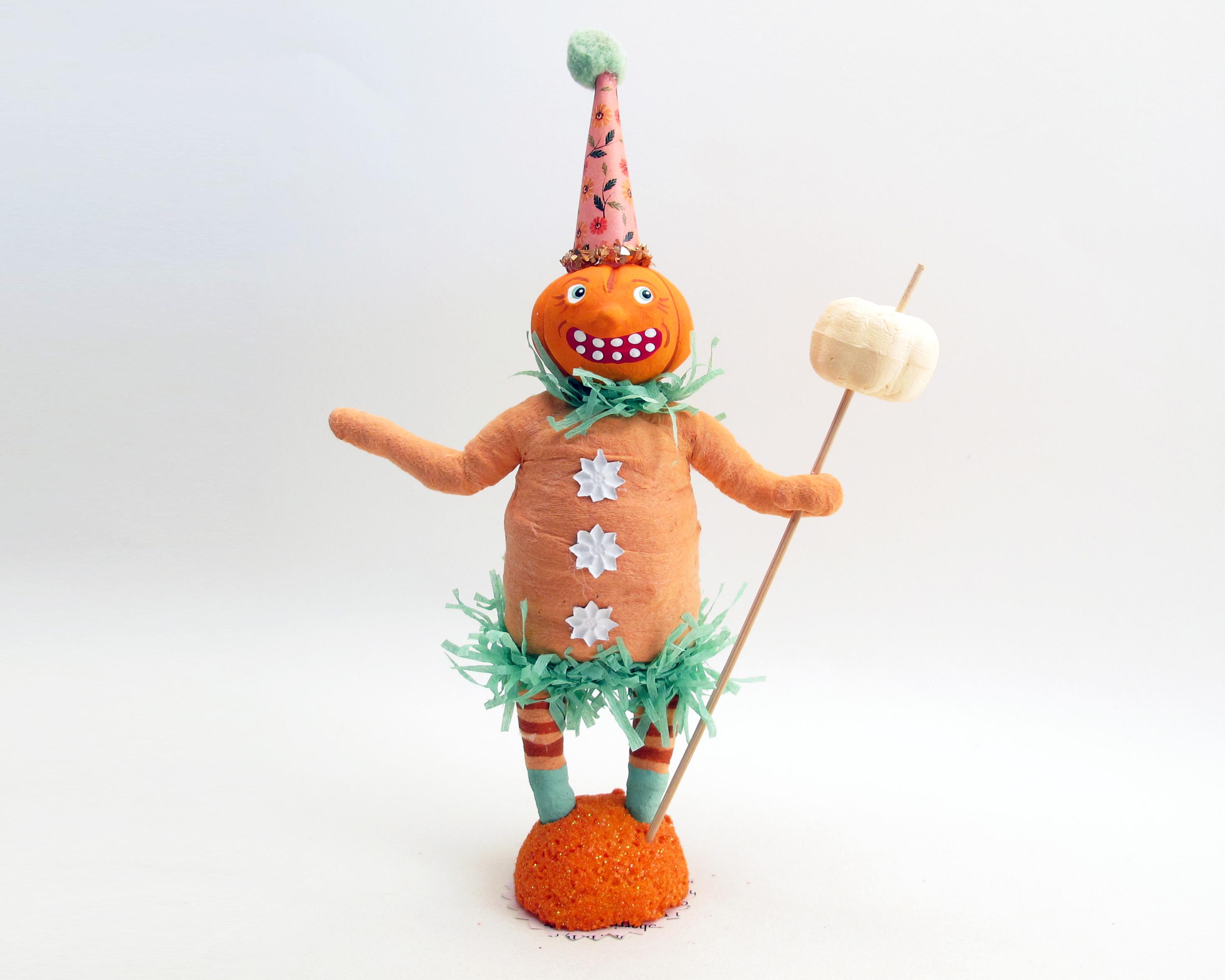 Spun Cotton Wacky Pumpkin Man Figure (hand Sculpted & Hand Painted ...