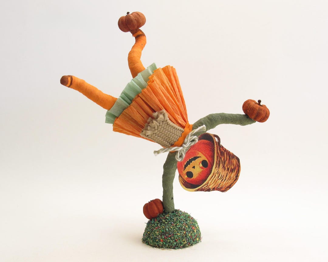 Spun Cotton Handstand Pumpkin Gal Figure - Etsy