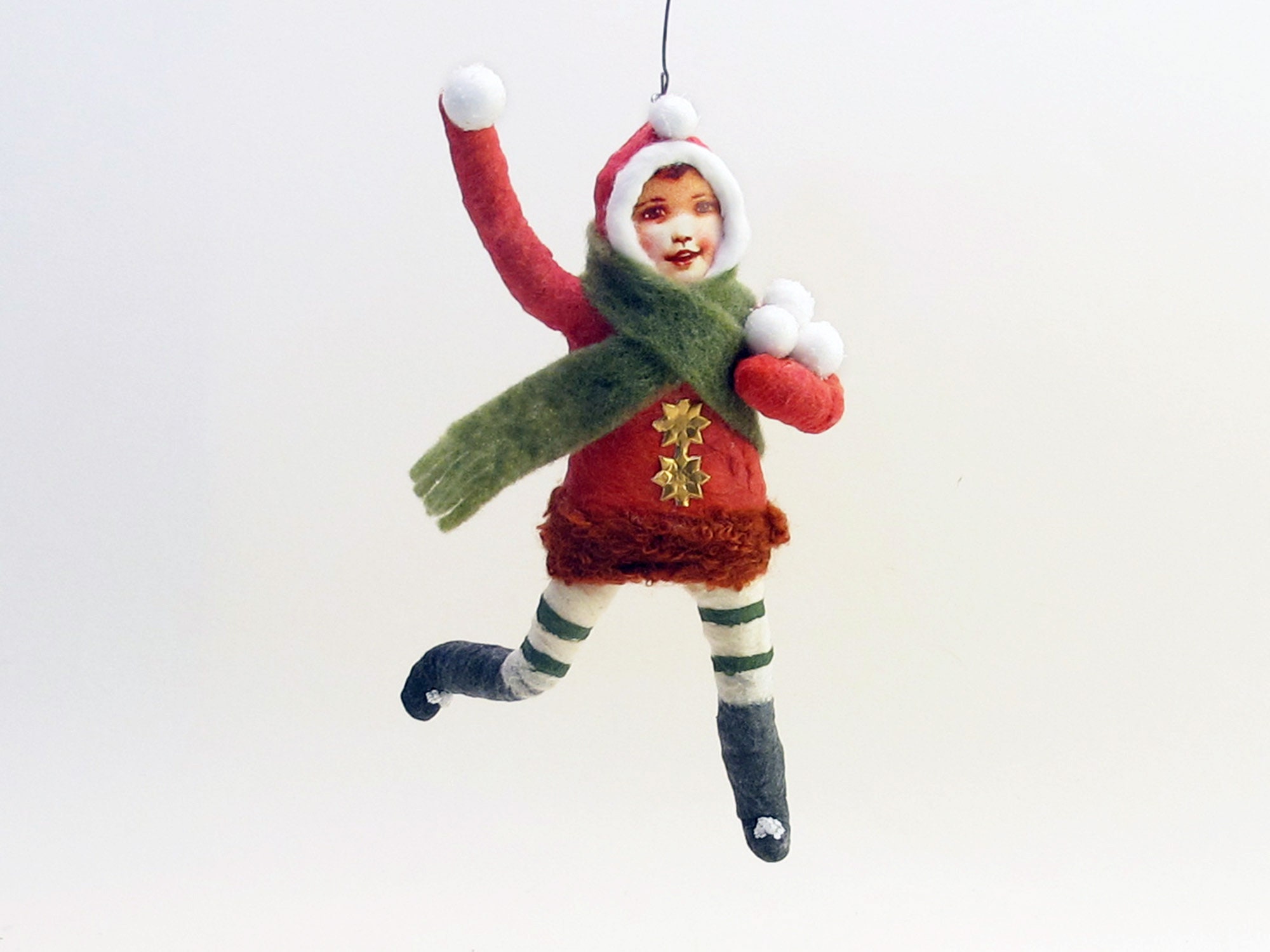 Snowball Throwing Child Ornament Vintage Inspired Spun - Etsy