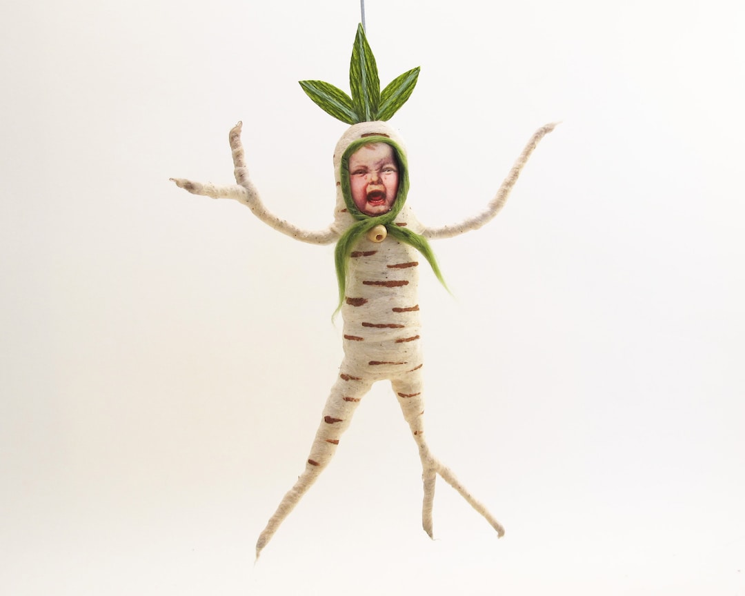 Spun Cotton Crying Mandrake Sprout Baby Ornament - Etsy
