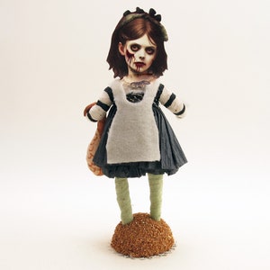 Spun Cotton Halloween Zombie Girl With Brain Figure - Etsy