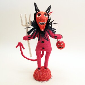 Spun Cotton Red Tricky Devil Figure (hand Sculpted & Hand Painted Paper ...