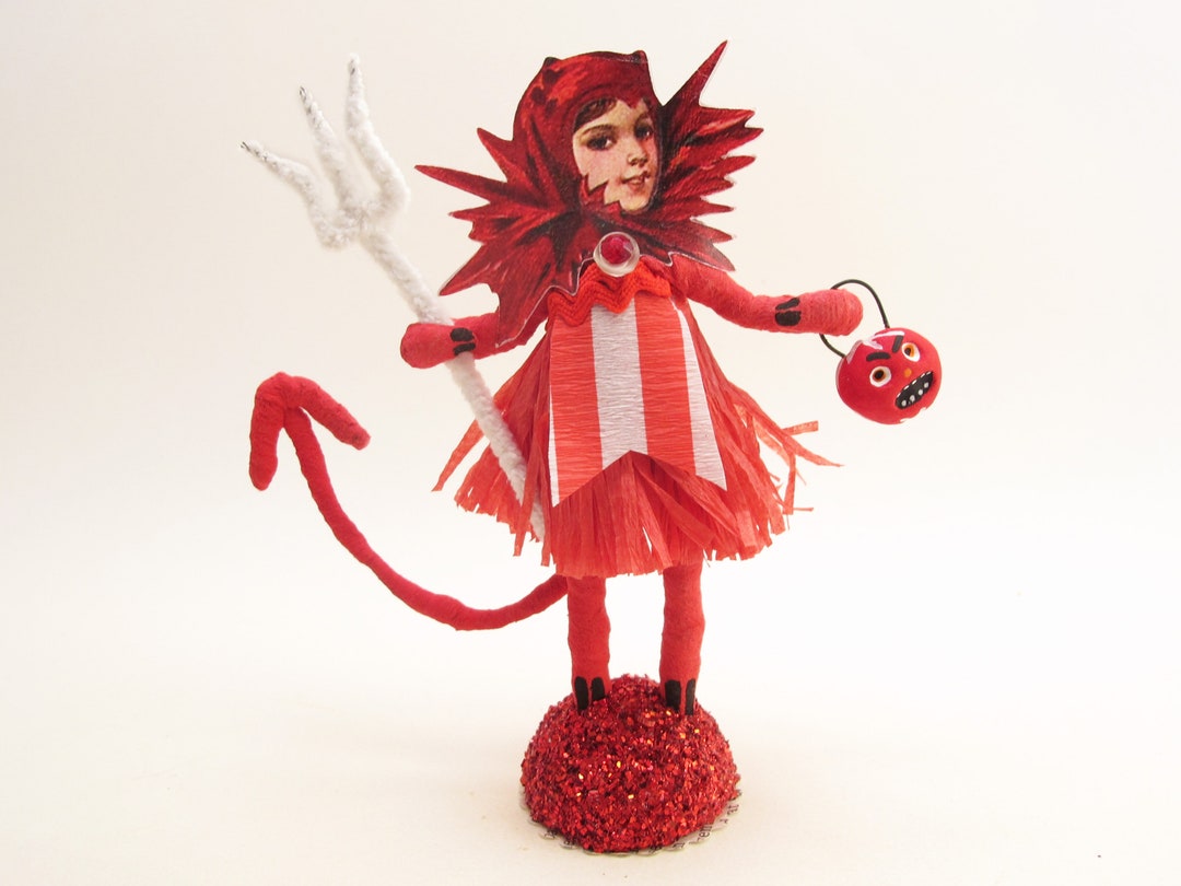 Spun Cotton Vintage Inspired Halloween She Devil Figure - Etsy