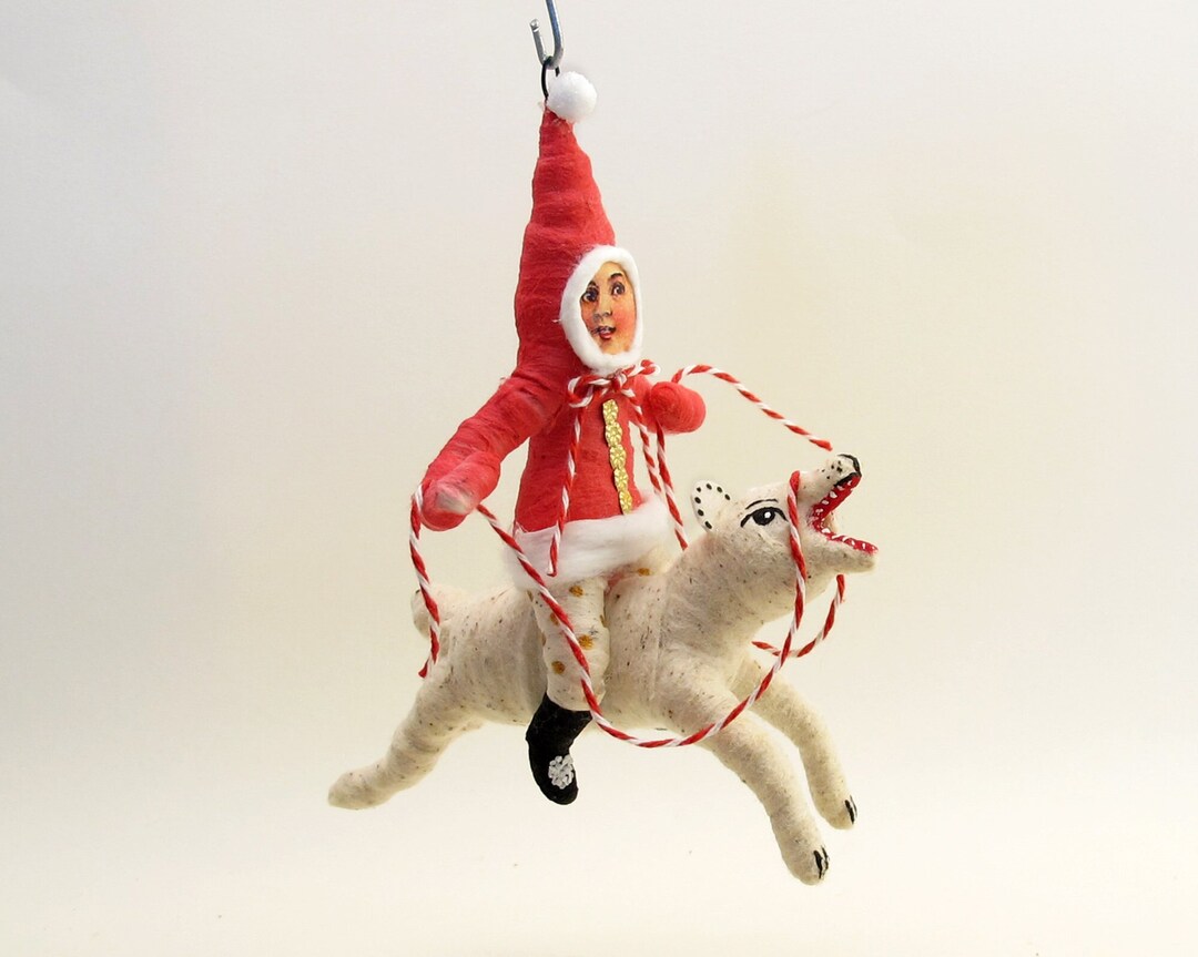 Spun Cotton Assorted Polar Bear Rider Ornament/figure - Etsy