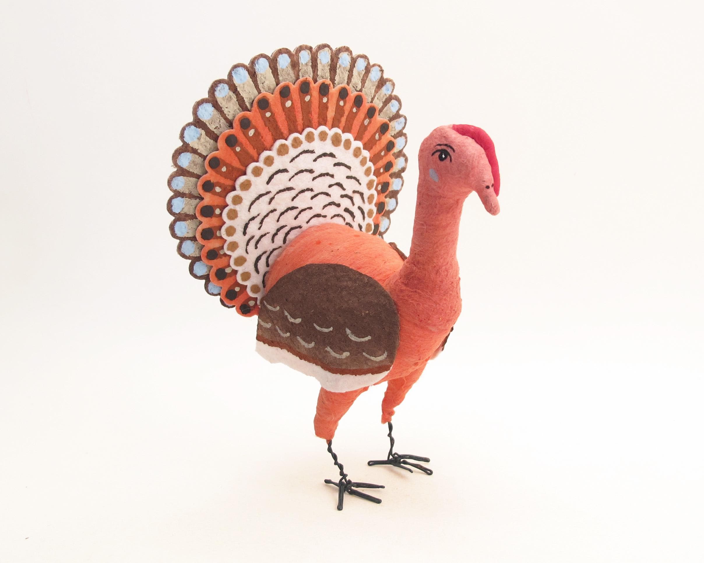 Spun Cotton Thanksgiving Fan Tail Male Turkey Figure - Etsy