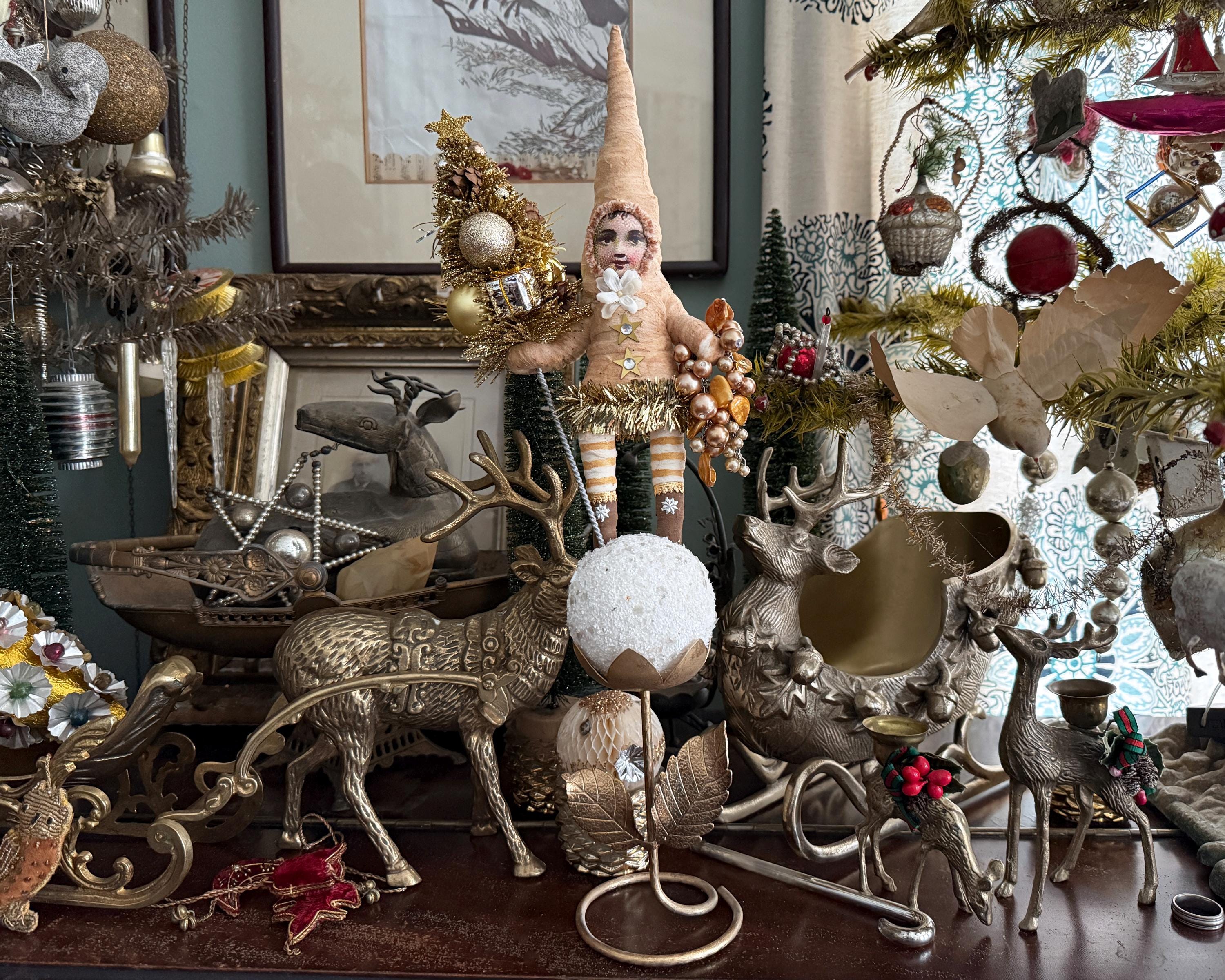 Holiday Drop: LARGE Magic Elf - One of A Kind Spun Cotton Christmas ...