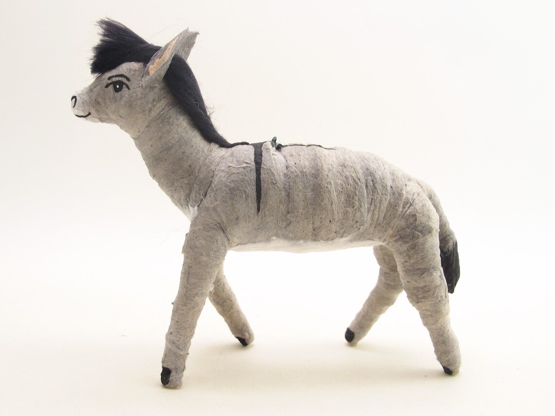 Spun Cotton Vintage Inspired Grey Donkey Figure/ornament - Etsy