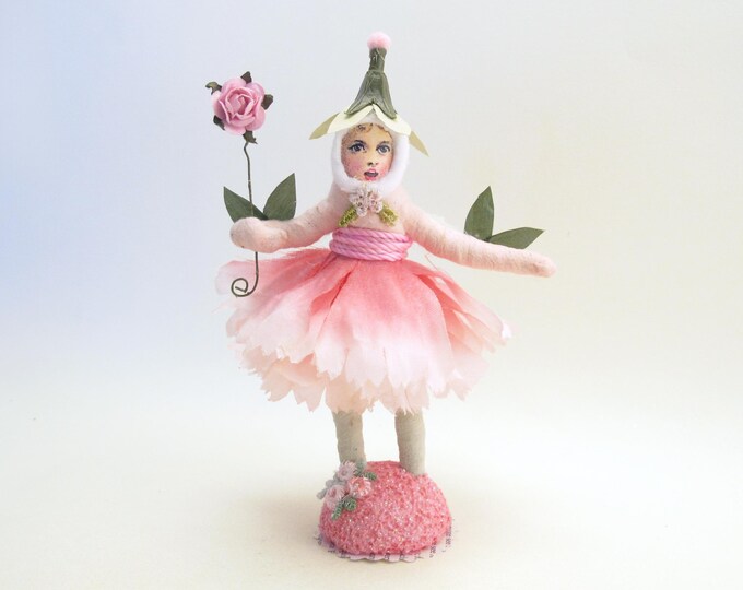Spun Cotton Pink Rose Petal Girl Figure - Etsy