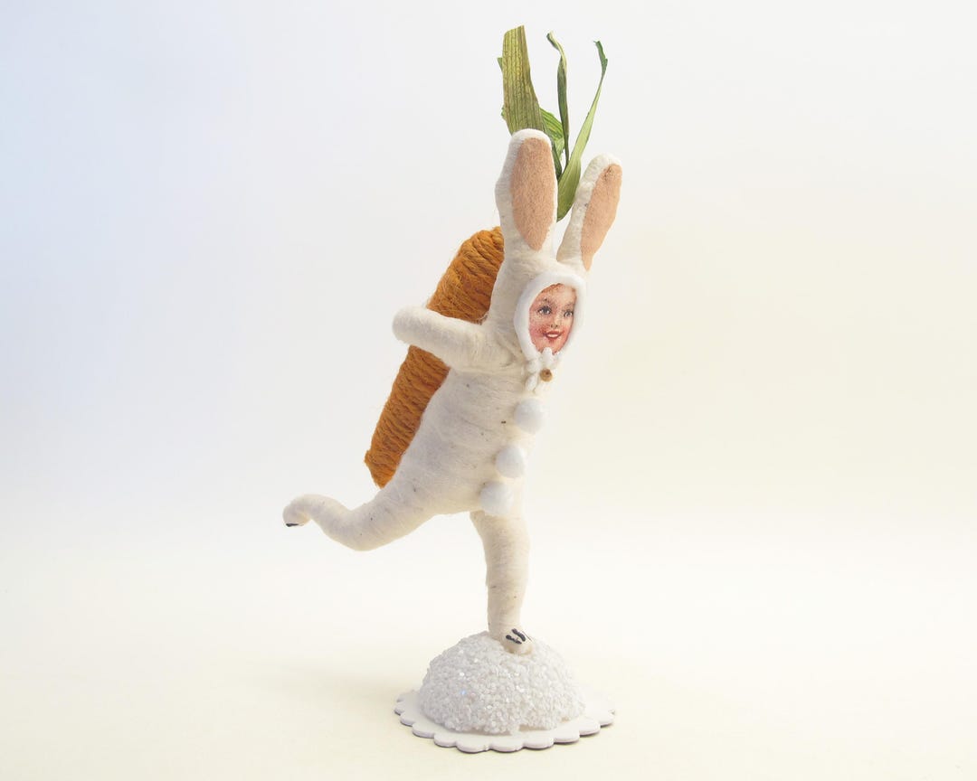 Spun Cotton Huge Carrot Score Bunny Child - Spring/easter Figure - Etsy