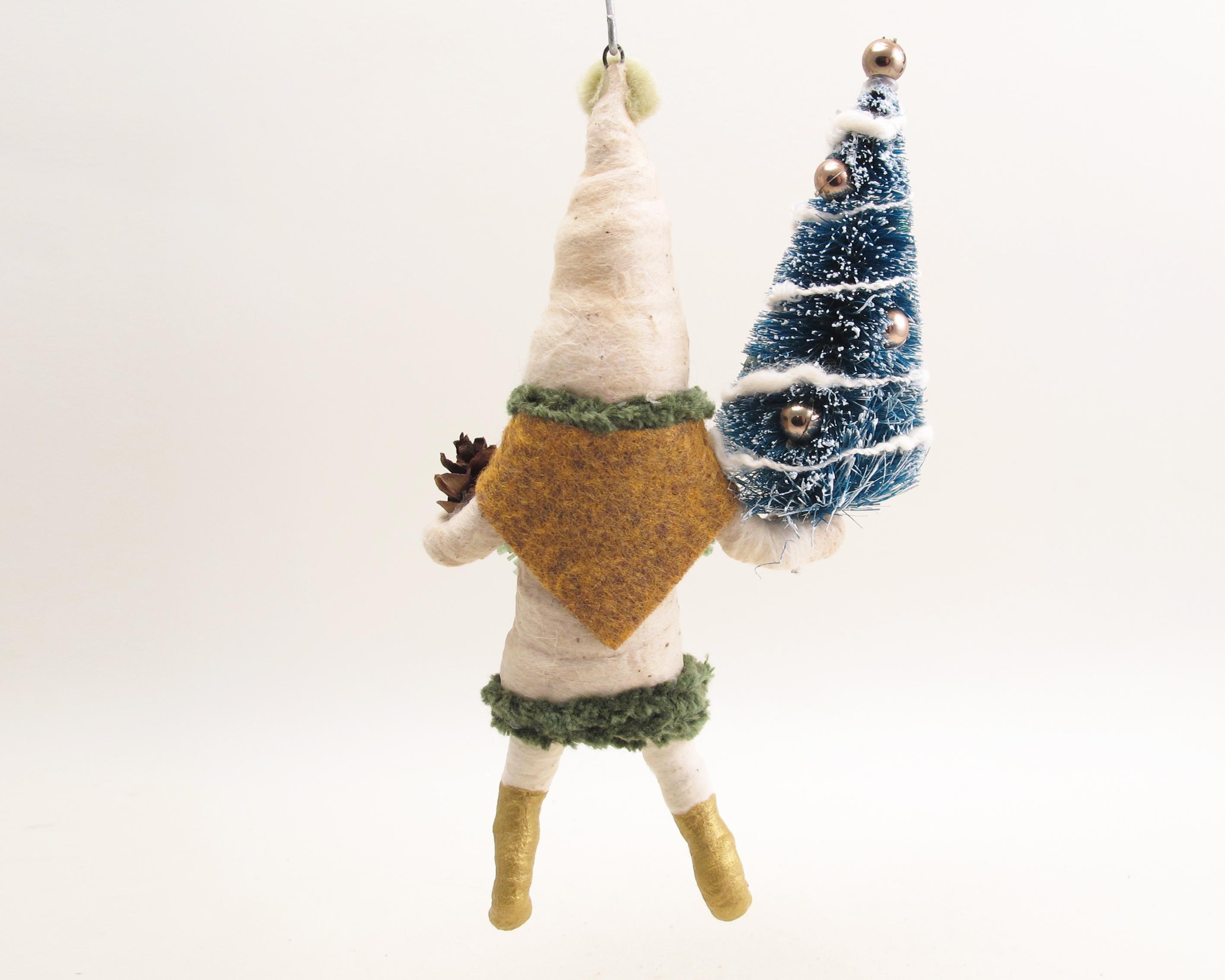 Spun Cotton Tan Woodland Santa Christmas Ornament - Etsy