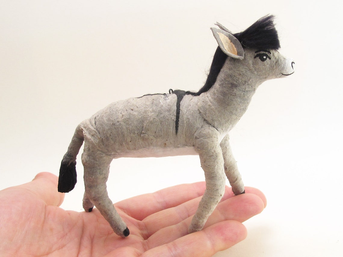 Spun Cotton Vintage Inspired Grey Donkey Figure/ornament - Etsy