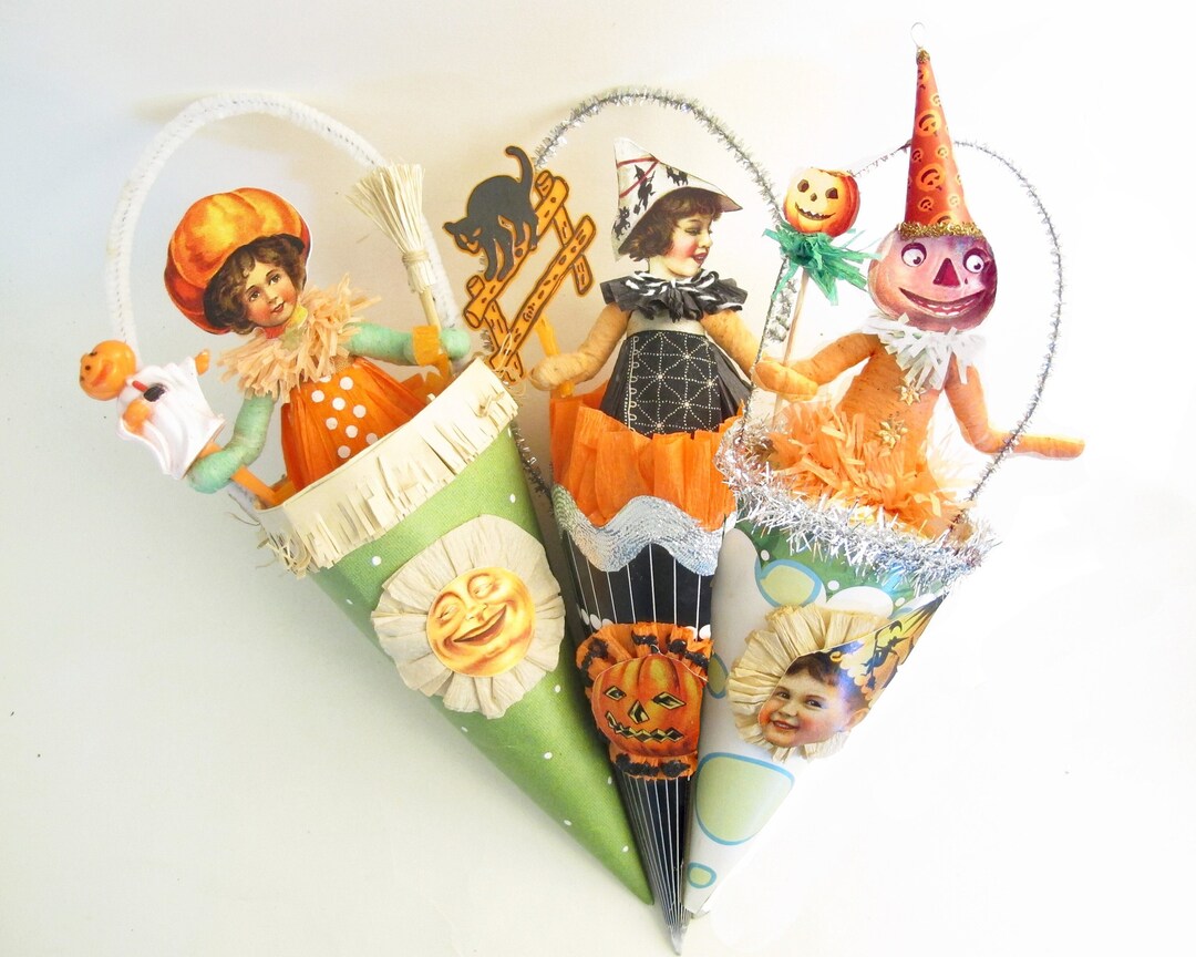 Assorted One of A Kind Spun Cotton Halloween Cone - Etsy