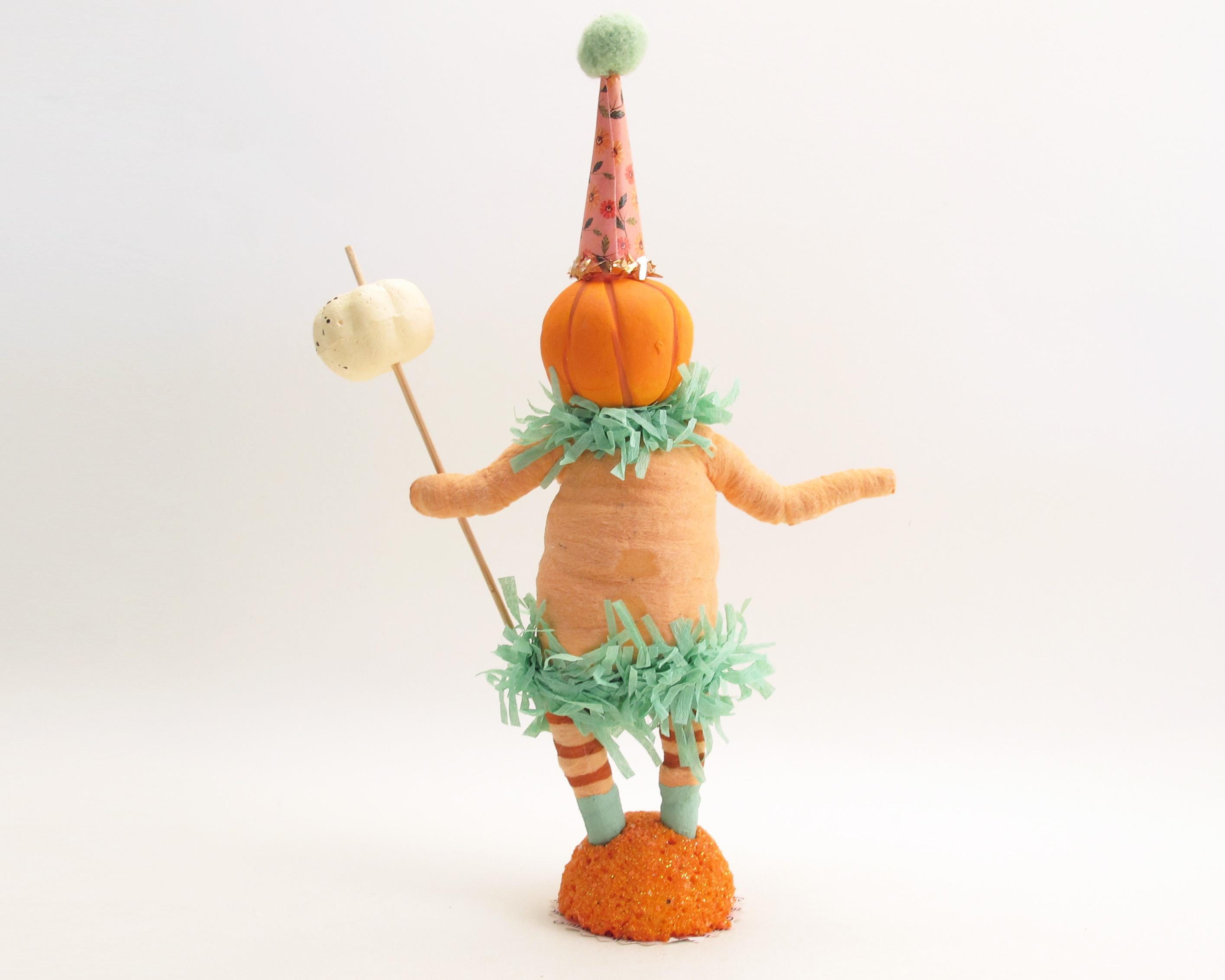 Spun Cotton Wacky Pumpkin Man Figure (hand Sculpted & Hand Painted ...