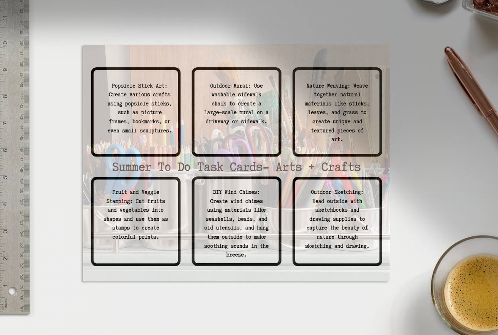 Summer to Do Task Cards for Kids and Families Arts and Crafts Summer ...