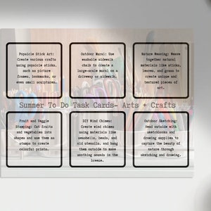 Summer to Do Task Cards for Kids and Families Arts and Crafts Summer ...