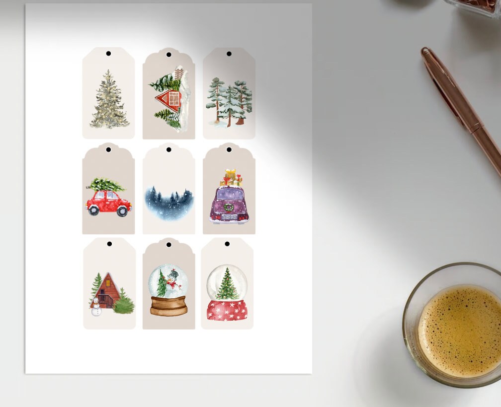 Winter Wonderland Downloadable Holiday Gift Tags, Watercolor Winter ...
