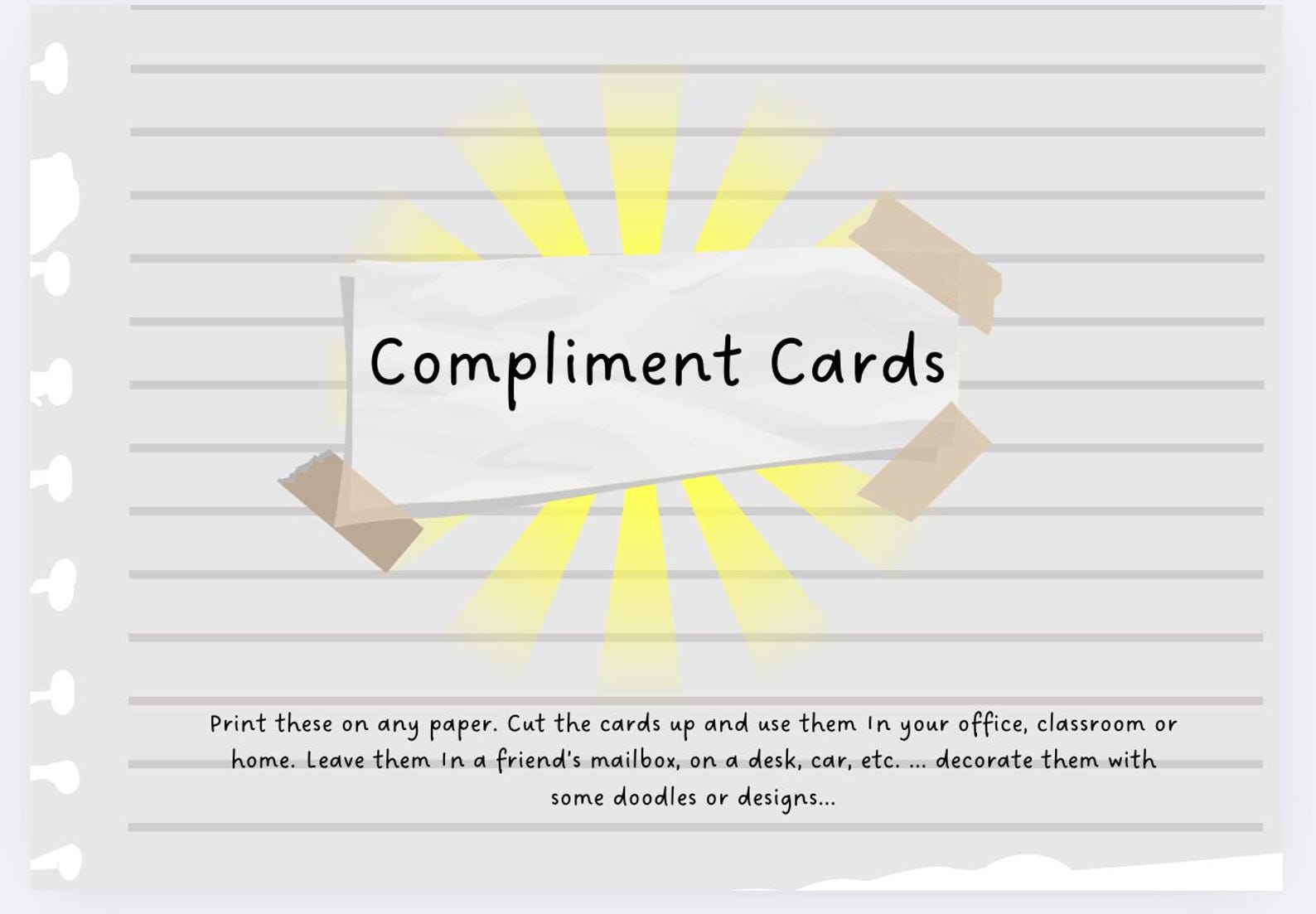 Compliments Cards for Teens and Adults Set of 24 Printable Cards With ...