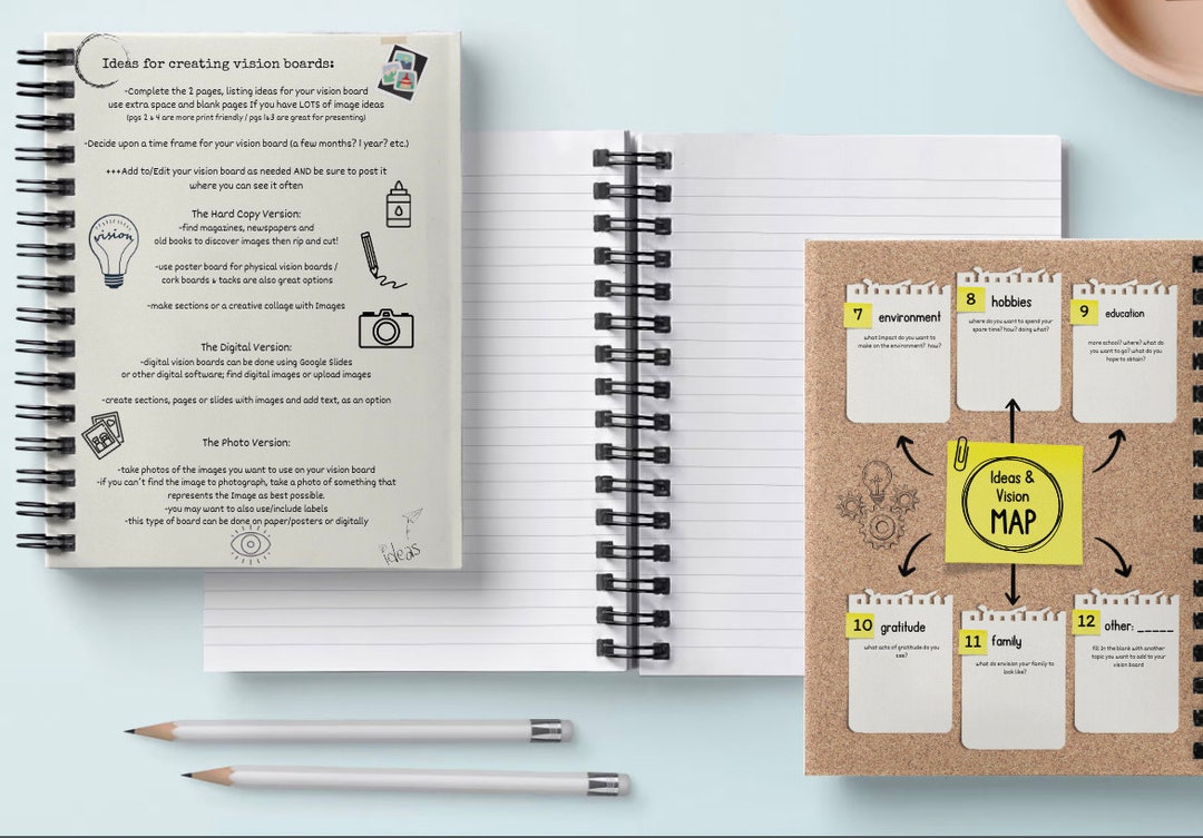 Vision Board Instant Download Activity Guide and Prompts and Creative ...